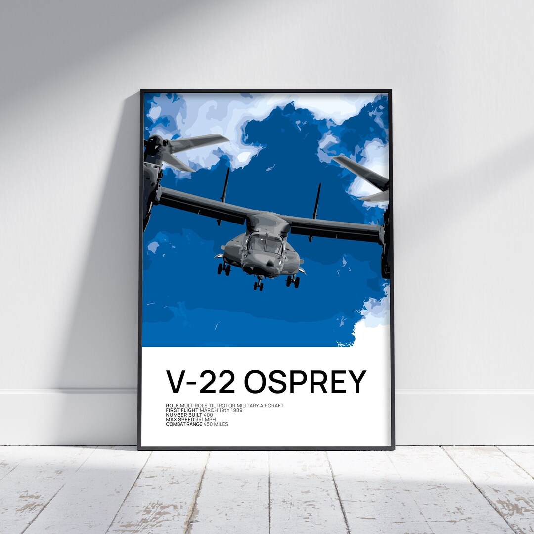 V-22 Osprey Poster, Osprey Aircraft Print, Aviation Poster, Fighter ...