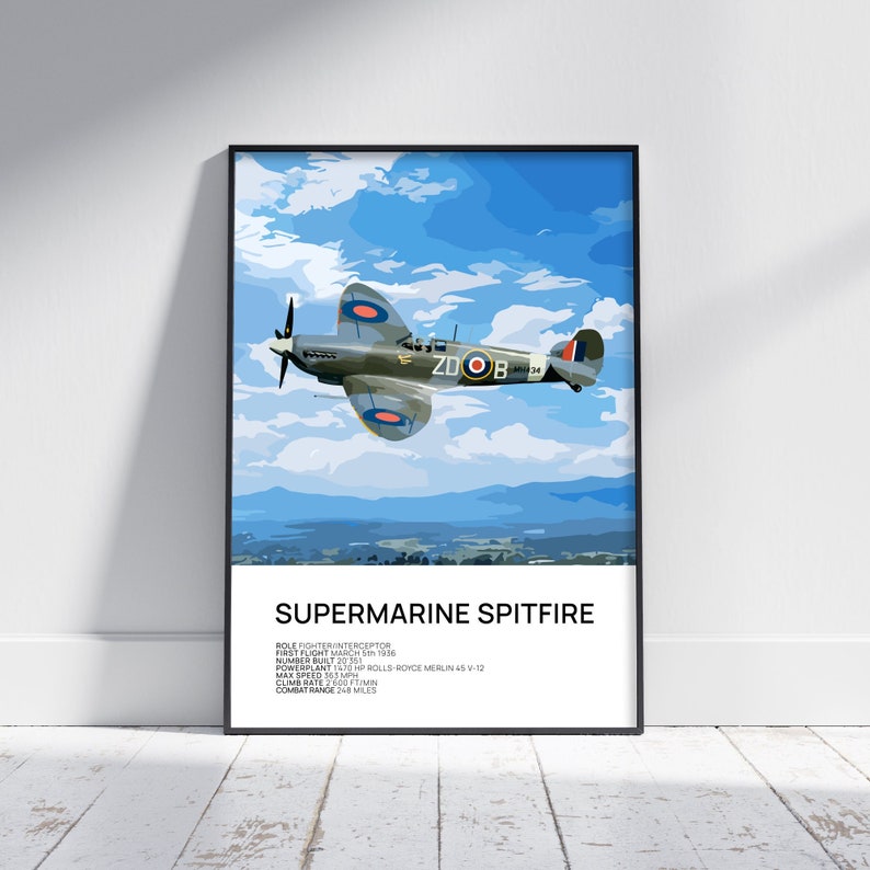 Supermarine Spitfire Poster Spitfire Print Spitfire Poster Aviation ...