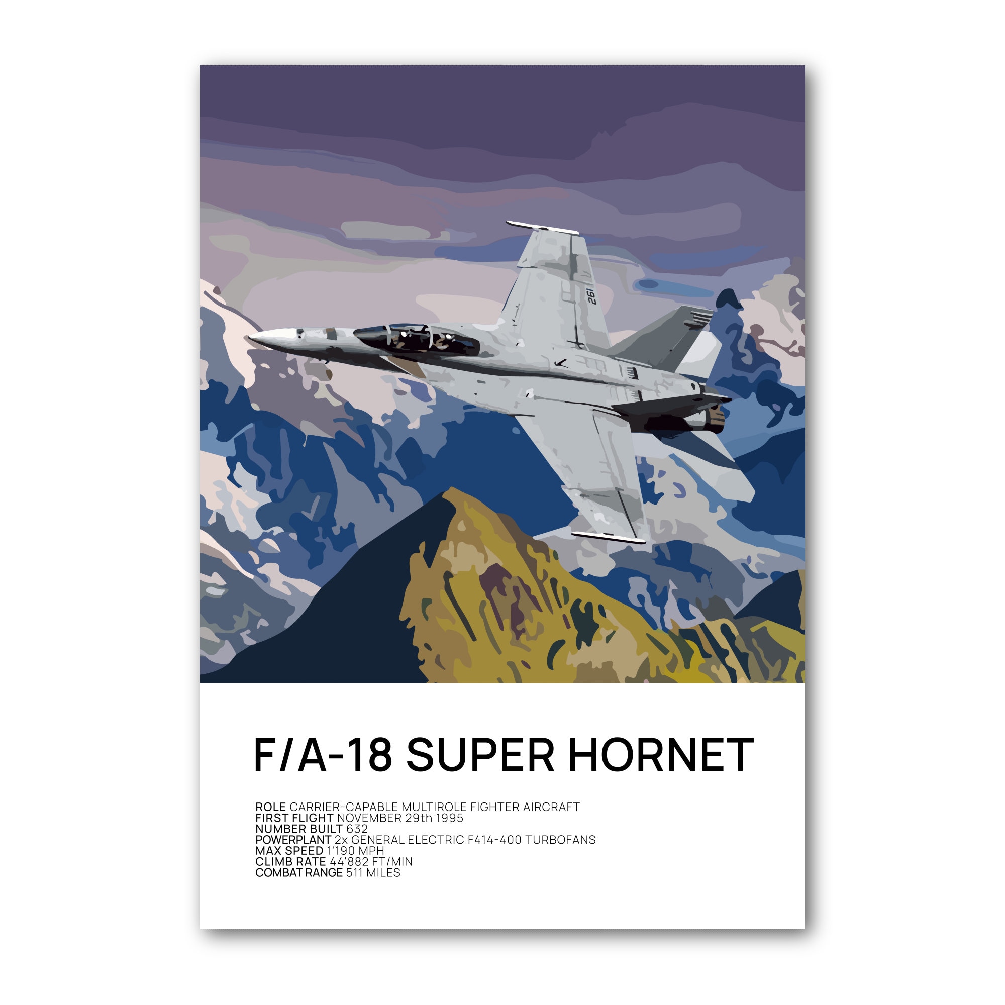 F/A-18 Super Hornet Poster, FA-18 Print, Aviation Poster, Fighter ...