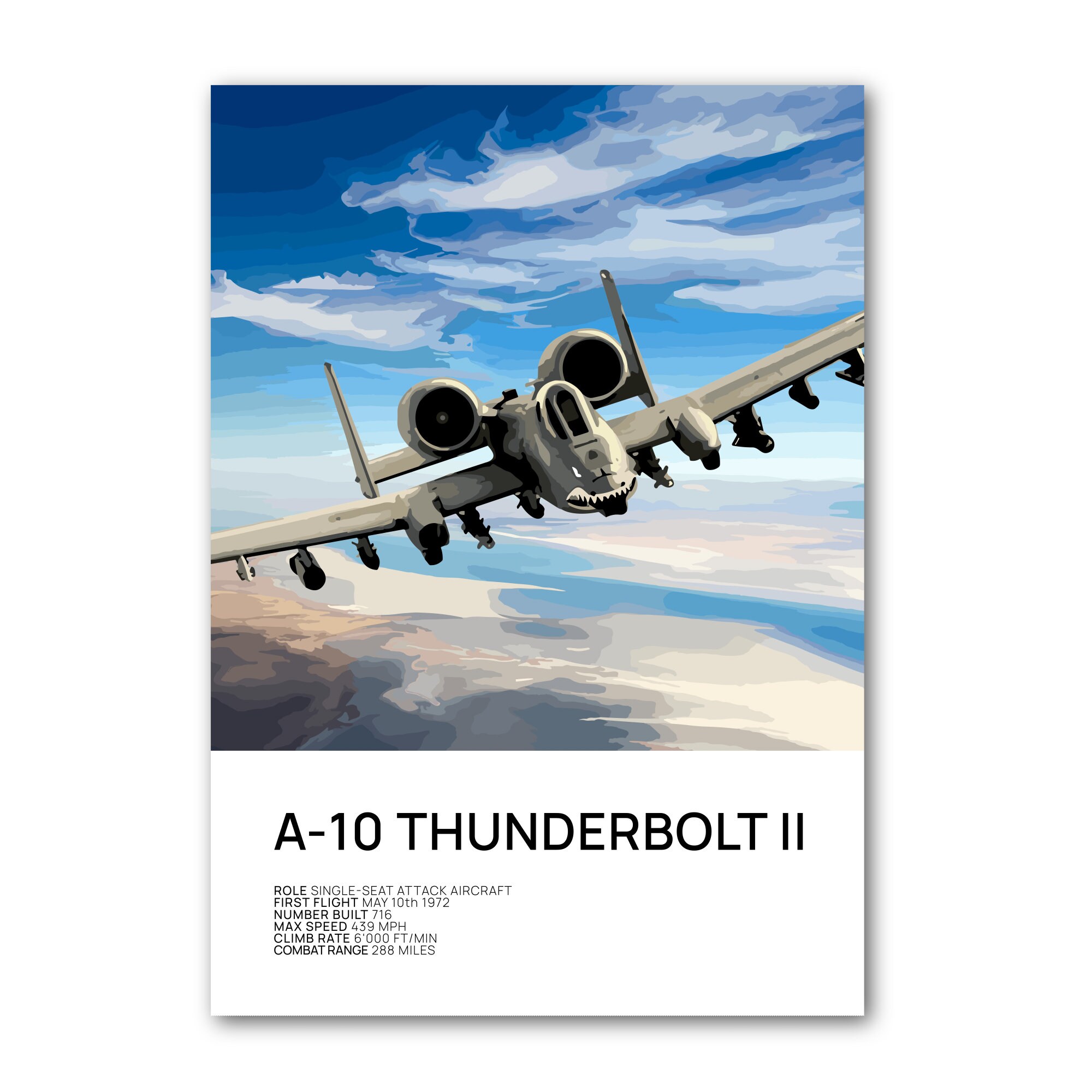 A-10 Thunderbolt II Poster A-10 Warthog Print A10 Poster A 10 ...