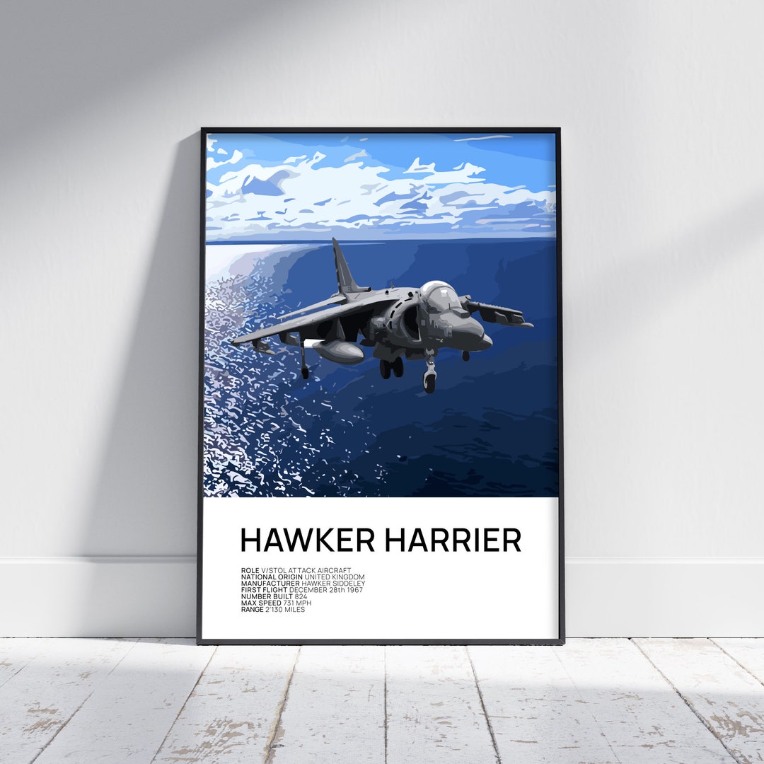 Hawker Harrier Poster, Hawker Harrier Print, Aviation Poster, Fighter ...