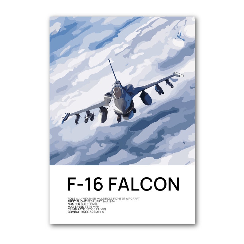 F-16 Falcon Poster, F-16 Falcon Print, Aviation Poster, Fighter ...