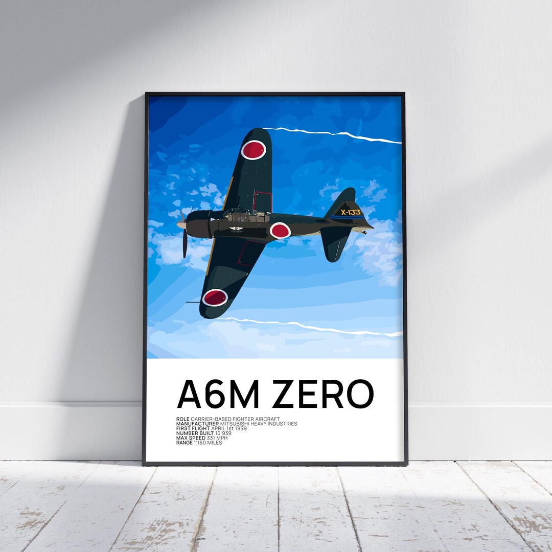 Mitsubishi A6M Zero Poster A6M Zero Print Aviation Poster Fighter ...