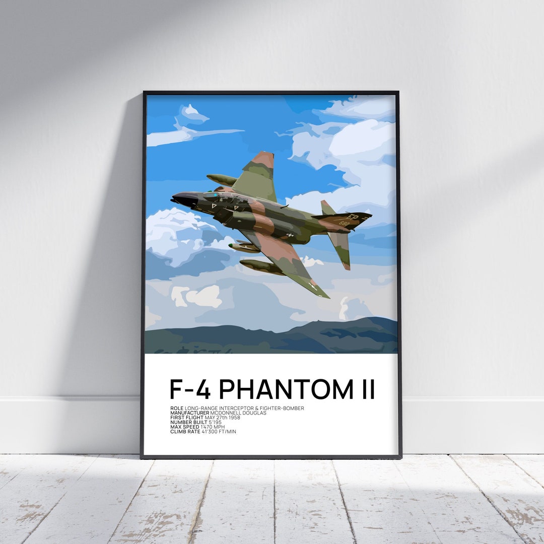 F-4 Phantom II Poster, F4 Phantom Print, Aviation Poster, Fighter ...