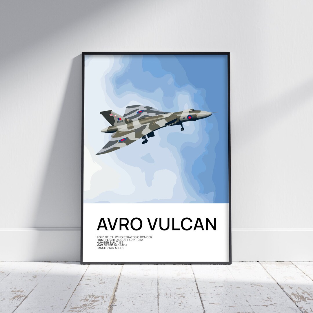 Avro Vulcan Poster, Avro Vulcan Print, Aviation Poster, Fighter ...
