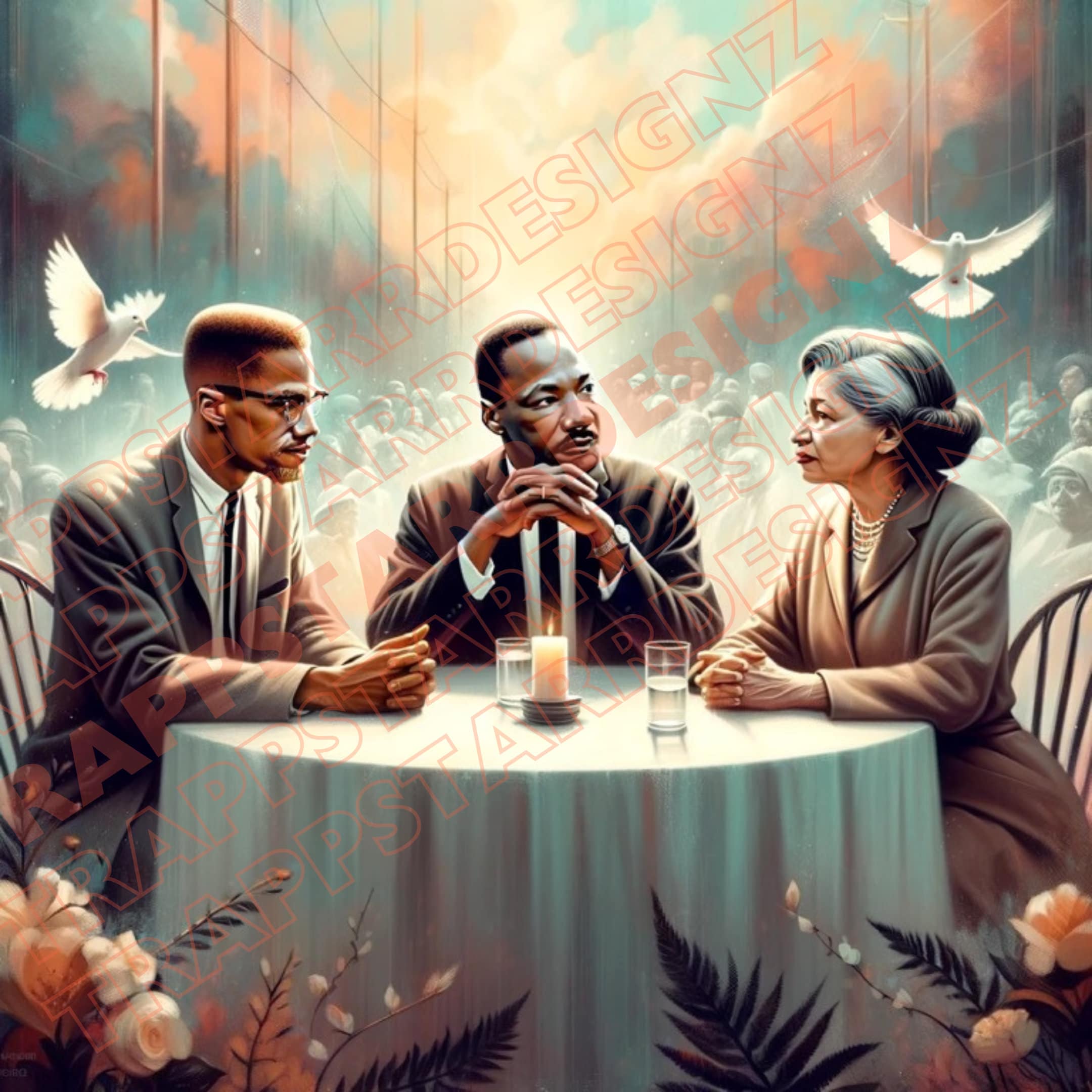 Legends of Civil Rights Digital Art Print - Historic Leaders' Meeting ...