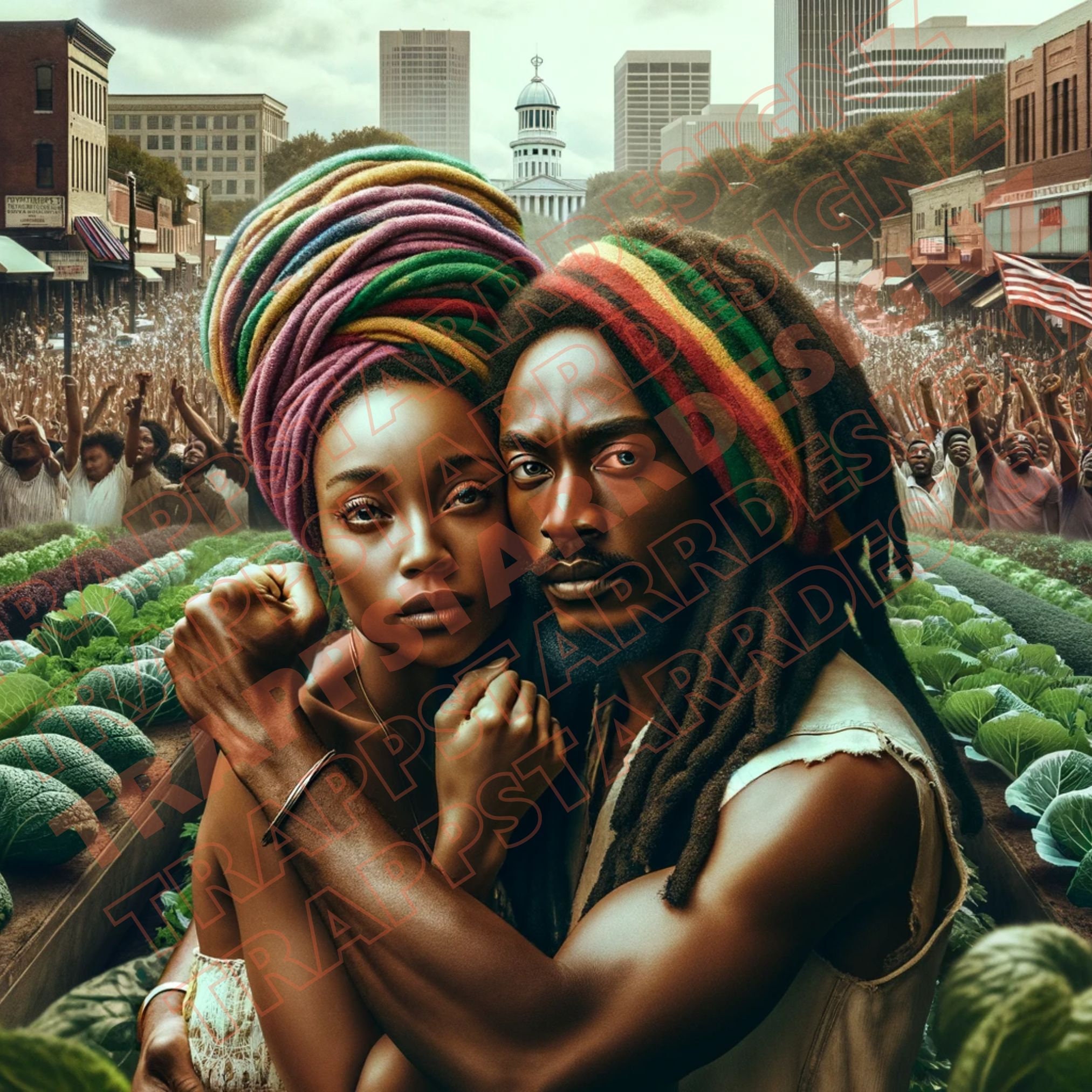 Woke Couple Digital Print - Modern Artistic Illustration for Personal ...