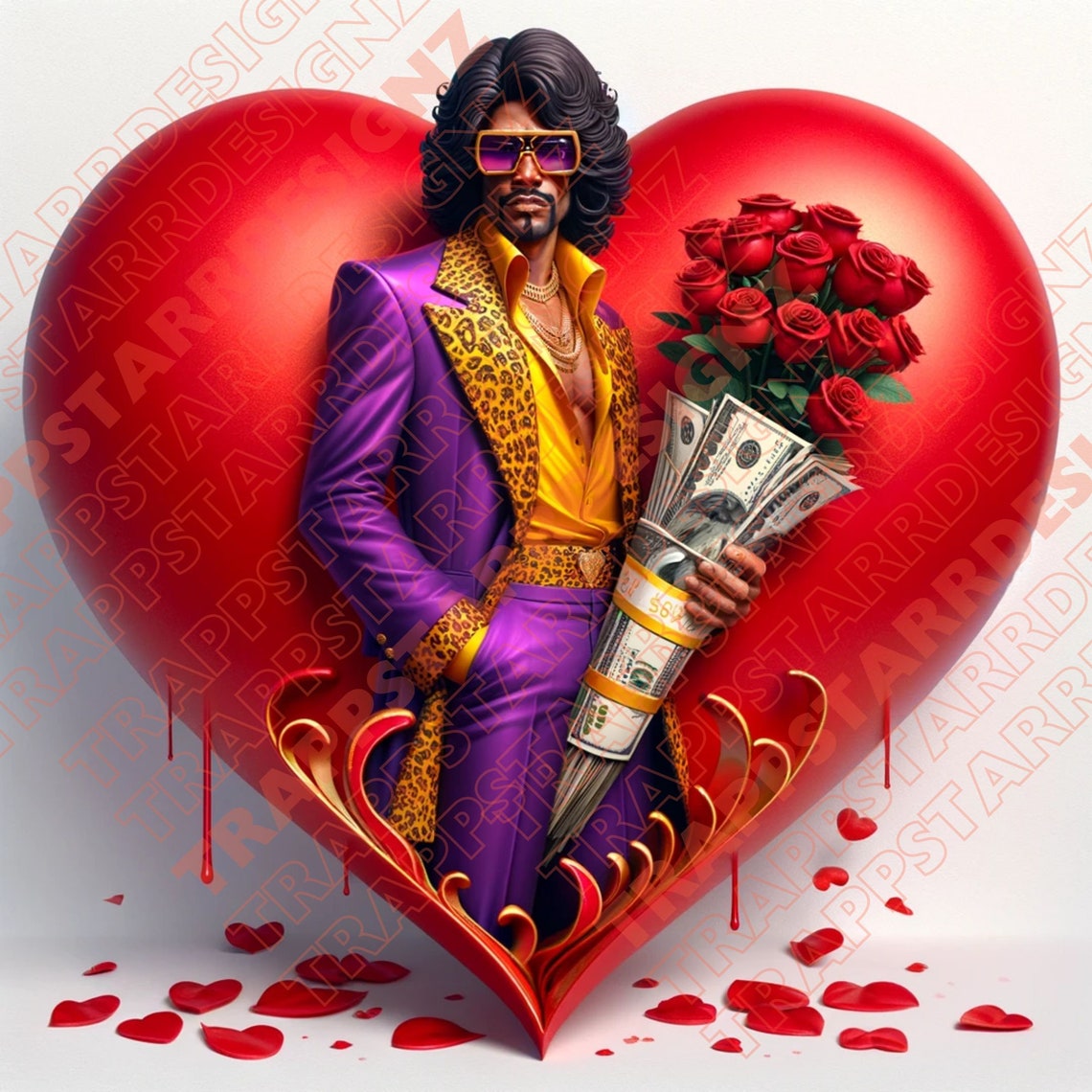 Extravagant Heart Bold Pimp Style Art Print - Etsy