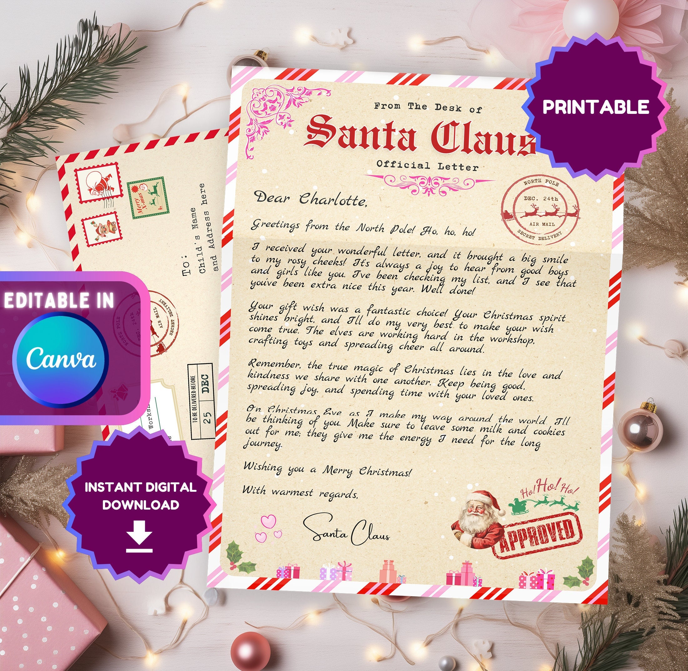 EDITABLE Letter From Santa Santa Letter Christmas Letter - Etsy