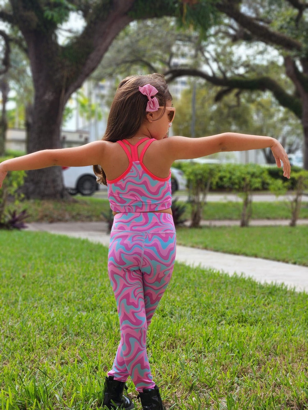 Girls Vibrant Fashion Matching Activewear Pullover Top and Leggings ...