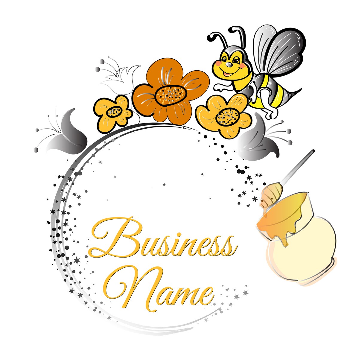 Bee Flowers Logo Bee Logo Bee Watercolor Honey Logo Logo - Etsy