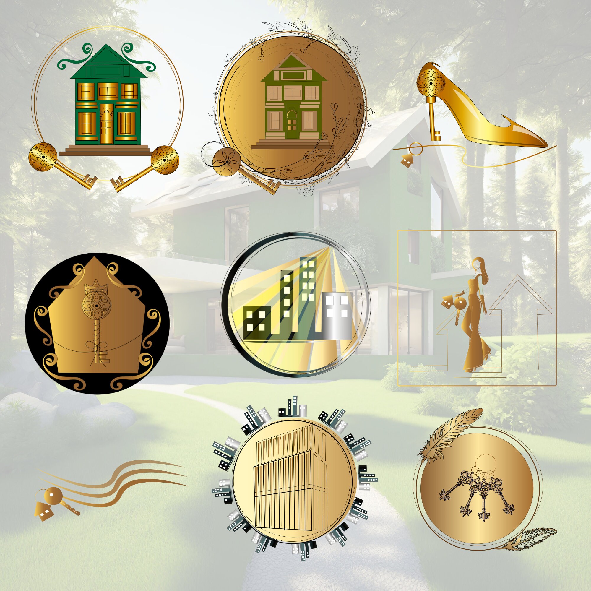 Customizable Geometric Gold Real Estate Logo, Modern, Realtor Branding ...