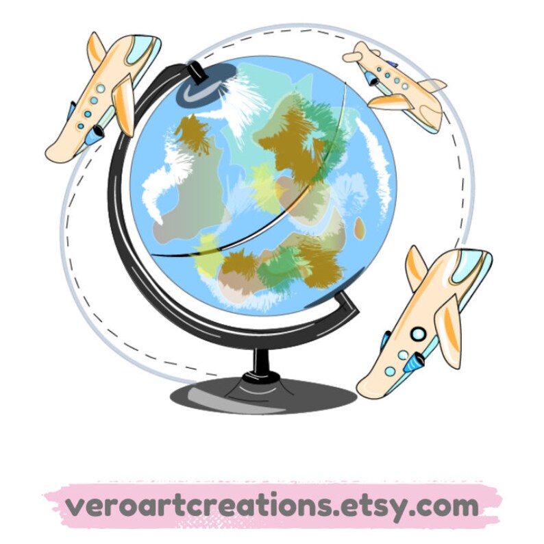 Flying Adventure World Map Cartoon Illustration. Dreamy Globe Trotter ...