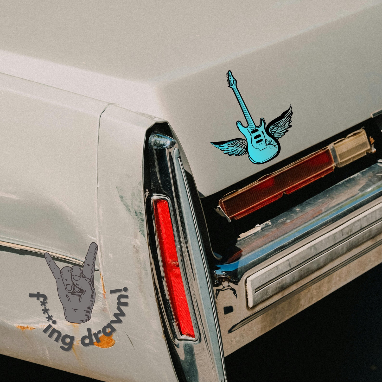 Winged Guitar Art Instant Download Music Decor Hand-drawn Blue Electric ...