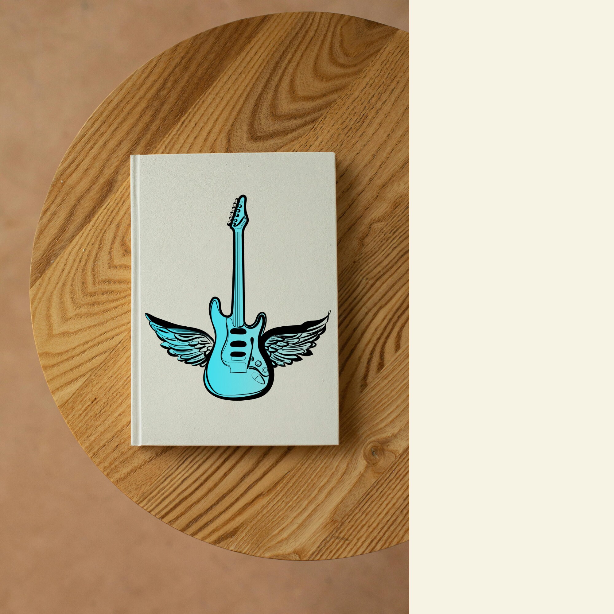 Winged Guitar Art Instant Download Music Decor Hand-drawn Blue Electric ...
