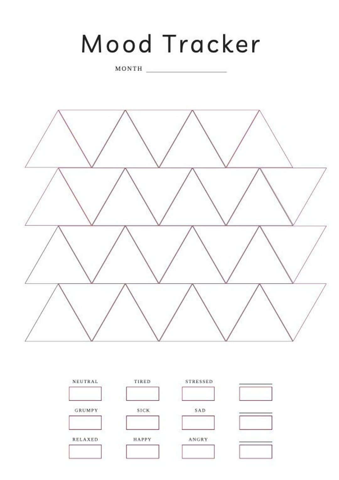 Mood Tracker Printable PDF Triangles Emotion Planner - Etsy