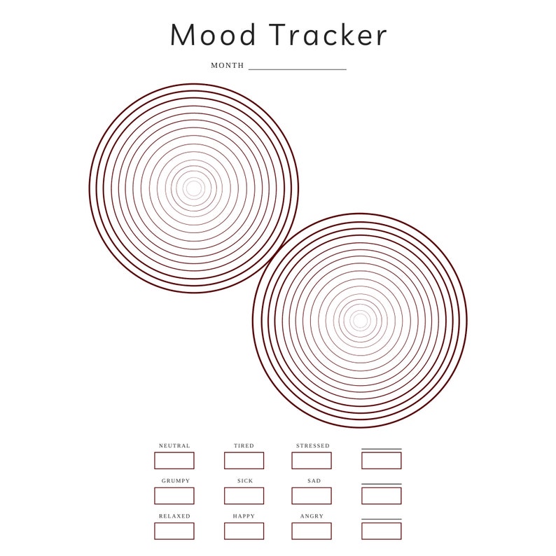 Printable Mood Tracker Bundle PDF - 12 Months of Design Templates ...