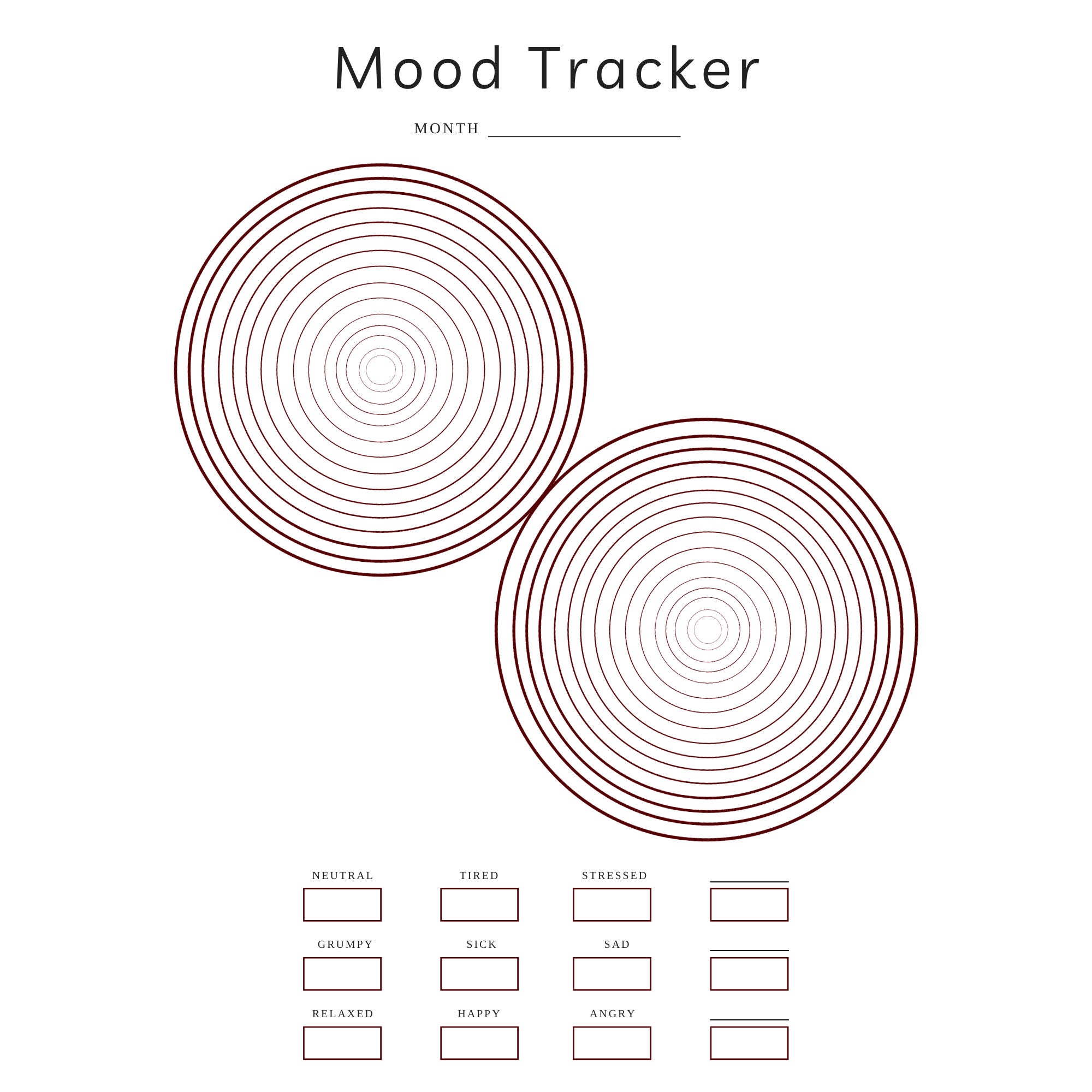 Printable Mood Tracker Bundle PDF - 12 Months of Design Templates ...