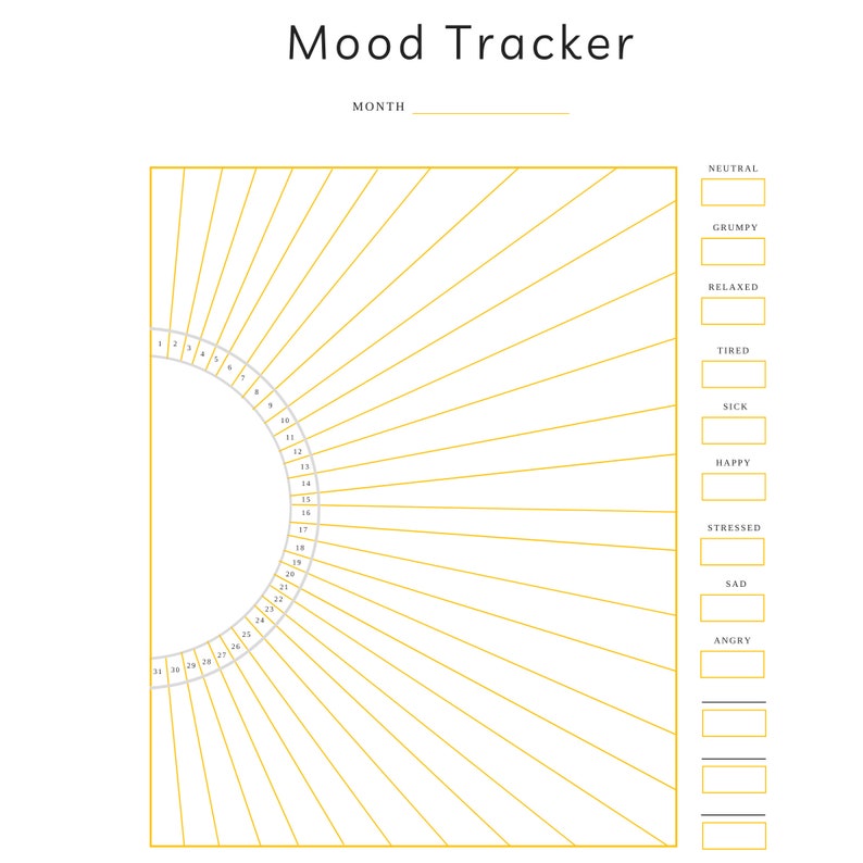 Printable Mood Tracker Bundle PDF - 12 Months of Design Templates ...