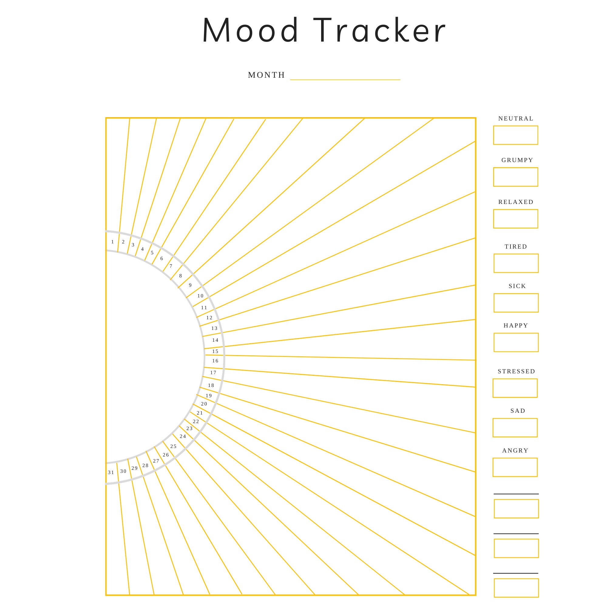 Printable Mood Tracker Bundle PDF - 12 Months of Design Templates ...