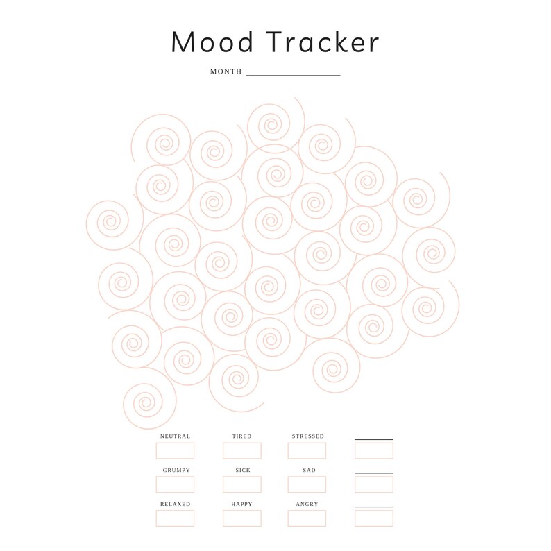 Printable Mood Tracker Bundle PDF - 12 Months of Design Templates ...
