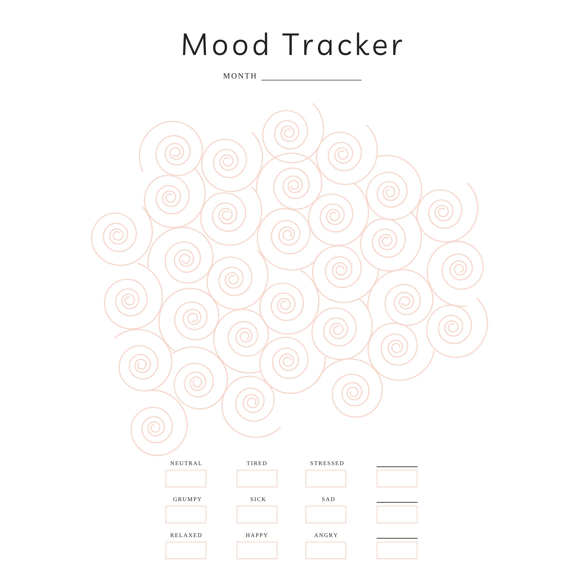 Printable Mood Tracker Bundle PDF - 12 Months of Design Templates ...