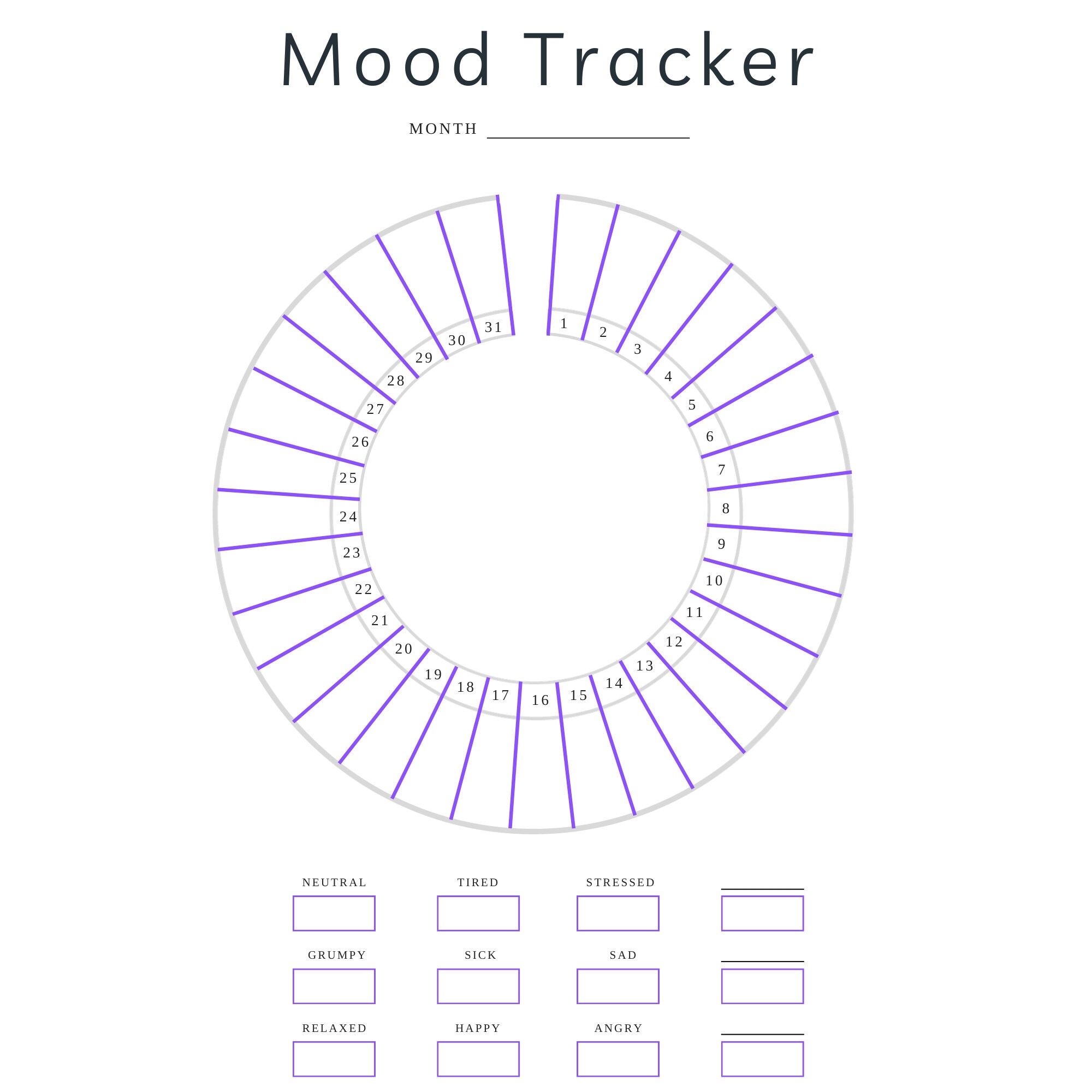 Printable Mood Tracker Bundle PDF - 12 Months of Design Templates ...
