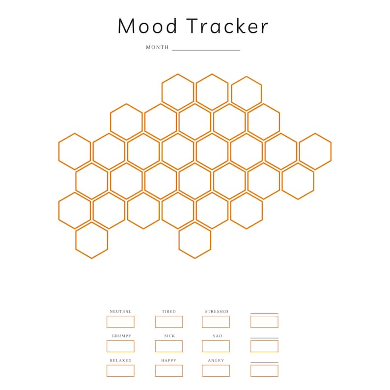 Printable Mood Tracker Bundle PDF - 12 Months of Design Templates ...