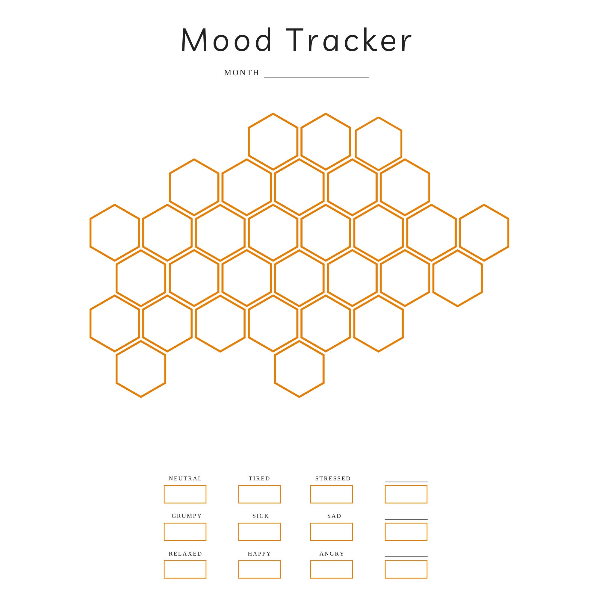 Printable Mood Tracker Bundle PDF - 12 Months of Design Templates ...