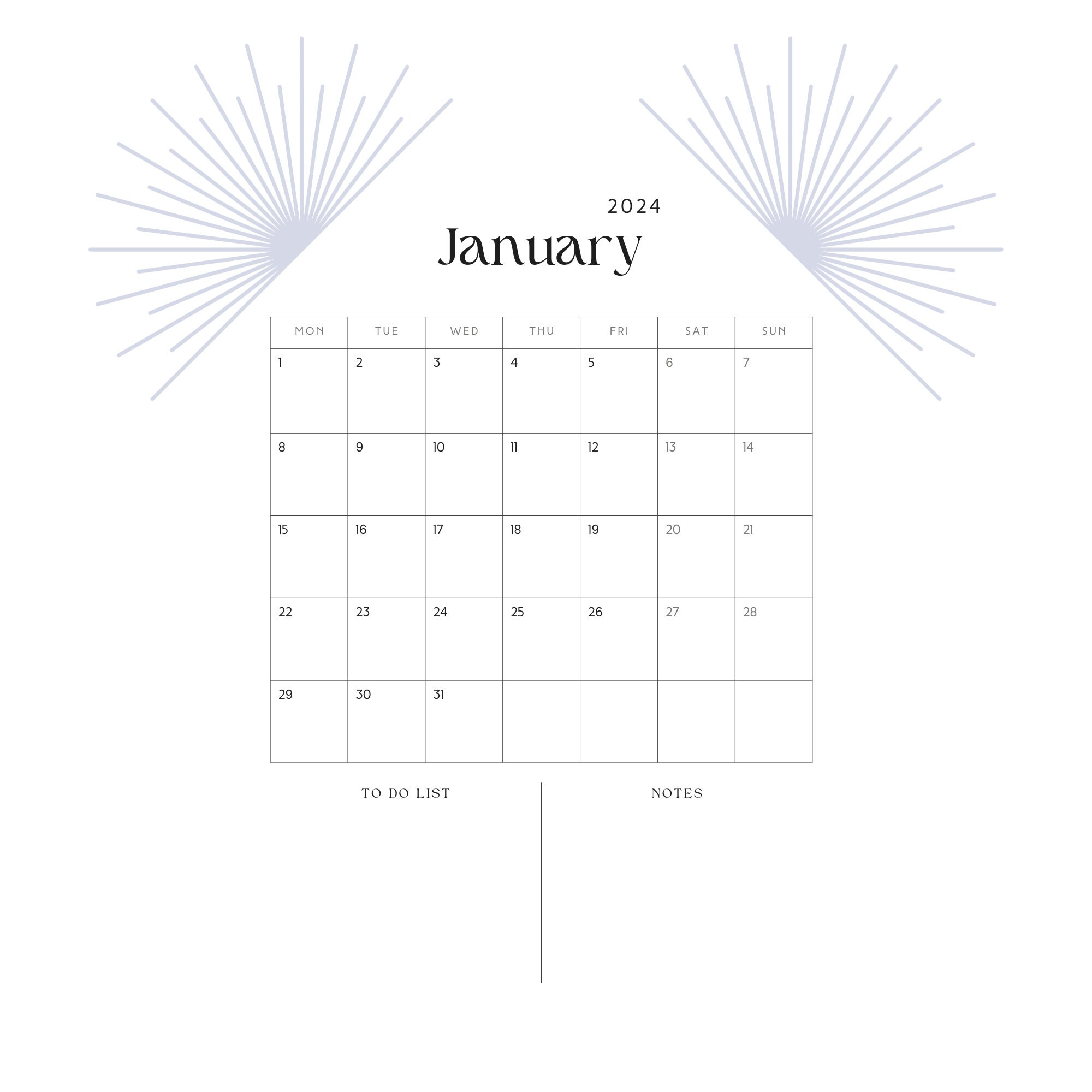 2024 Digital Planner | Printable Calendar for Annual Tracking W/to-do ...