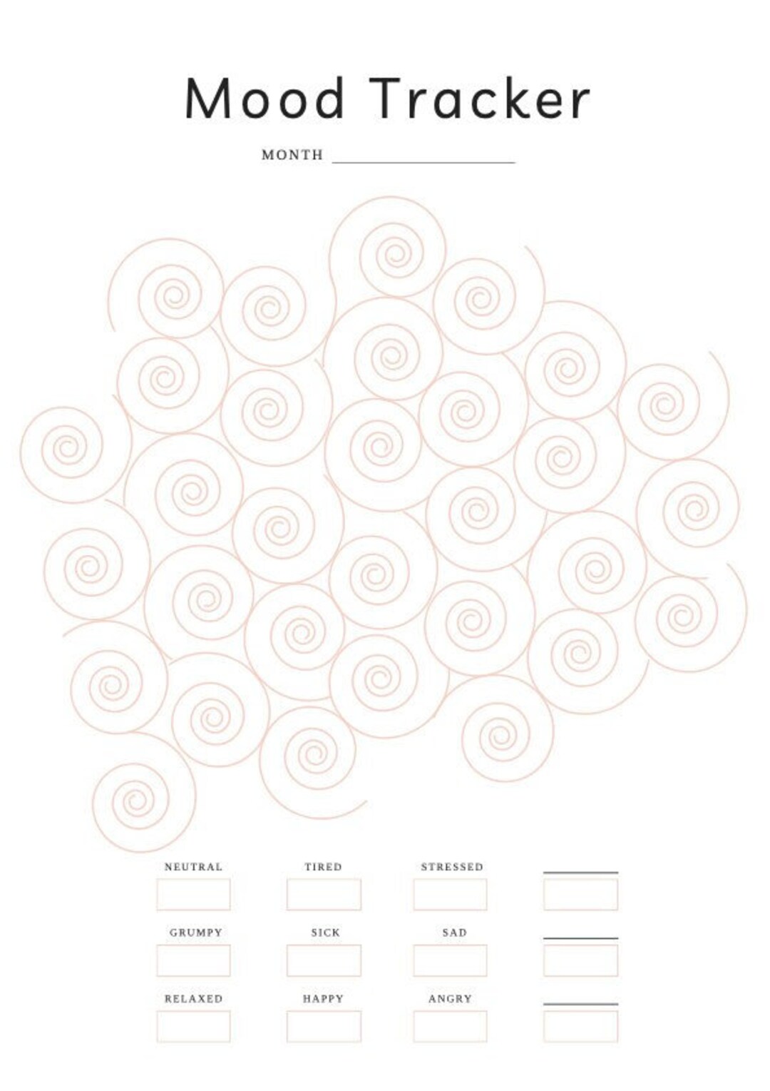Mood Tracker PDF - Spirals Emotion Planner - Digital Monthly Journal ...