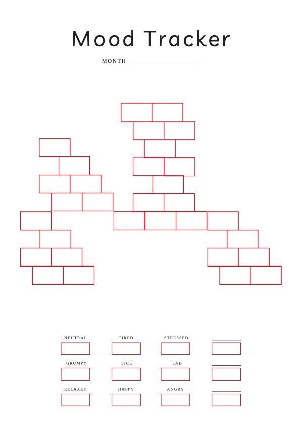 Mood Tracker Printable PDF Brick Emotion Planner Monthly - Etsy