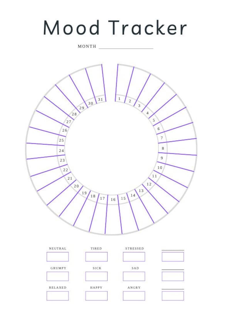 Circle Mood Tracker Printable – Monthly Emotion Planner (PDF) - Etsy