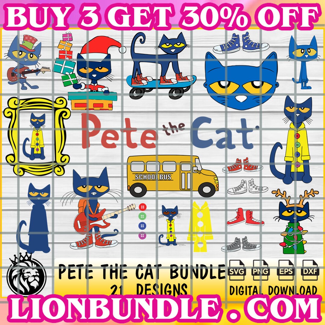 Pete the Cat Svg Bundle, Pete the Cat Clipart, Pete the Cat SVG - Etsy
