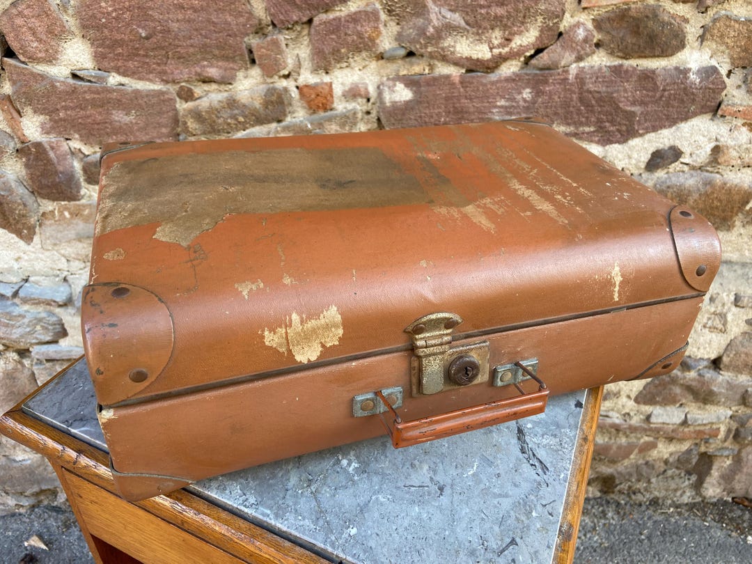 Small Vintage Cardboard Suitcase for Child 1930 French Suitcase Luggage ...