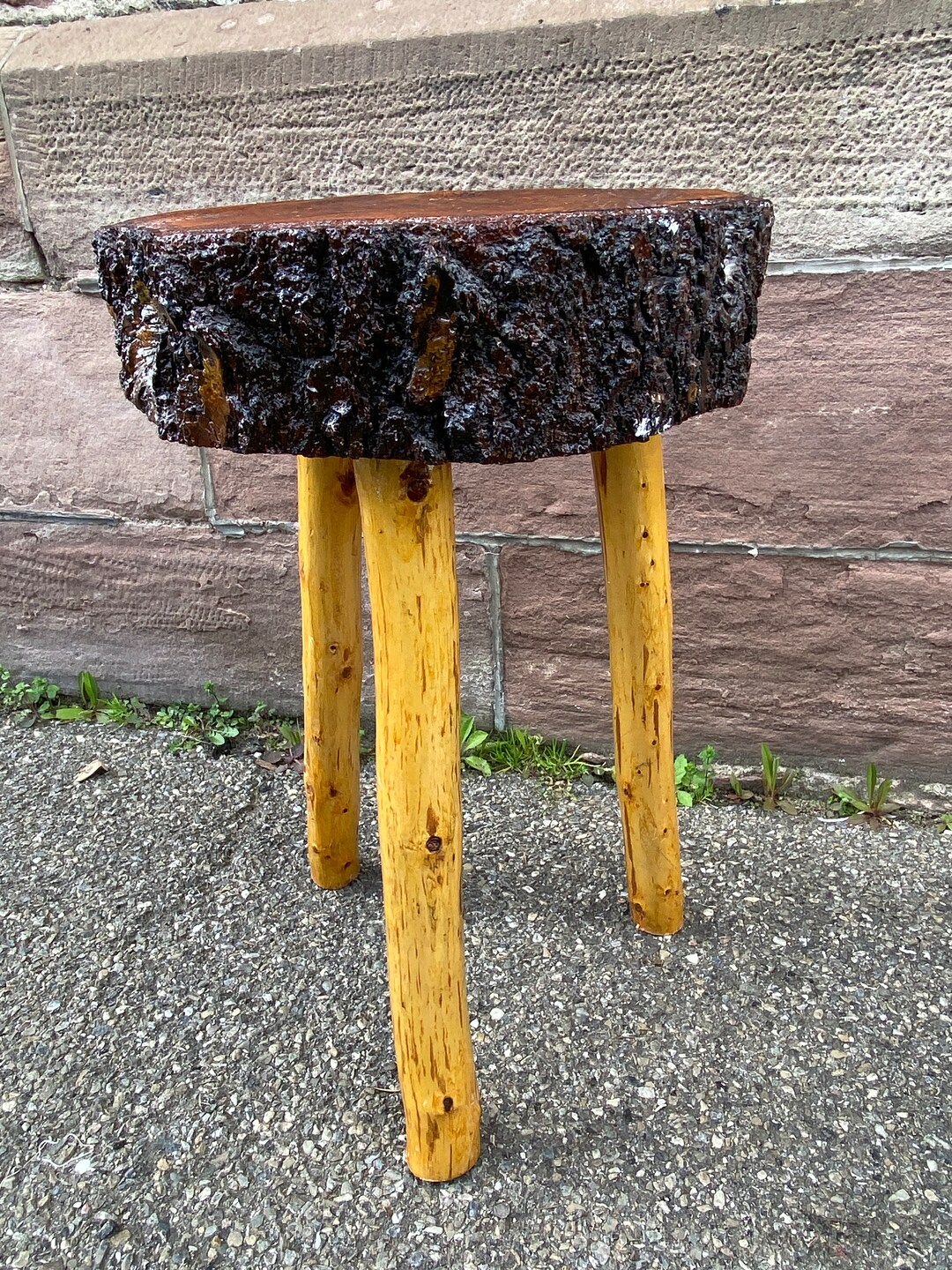 Rustic Farm Stool 1960 Brutalist Wooden Vintage French Vintage FARMER ...