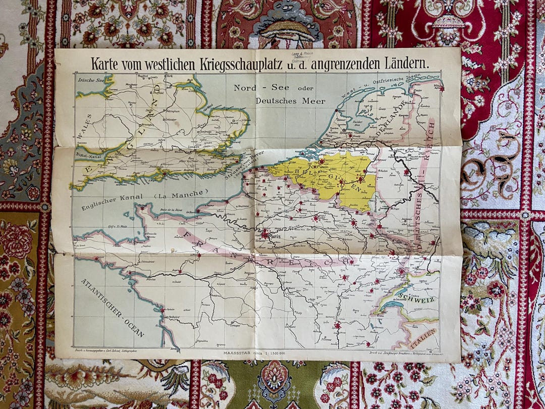 Old Map World War I Battlefields German 1915 KRIEGSSCHAUPLATZ Battle ...