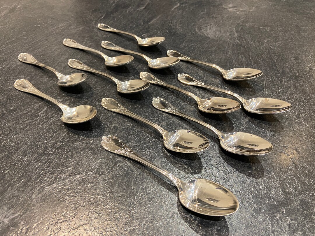 12 Silver Metal Dessert Spoons Rococo Style Goldsmith Christofle Model ...