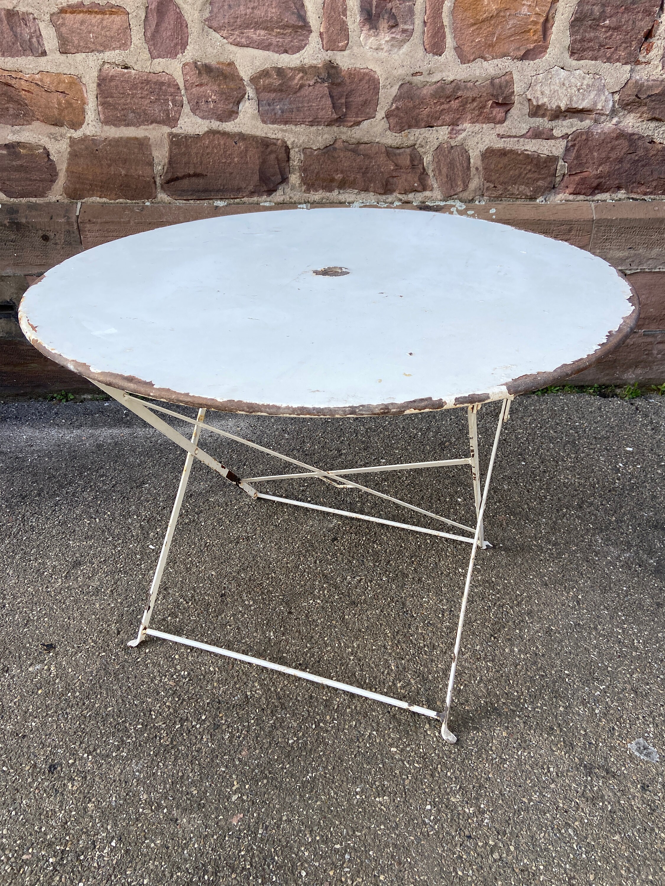 Pedestal Table Iron Metal Garden Bistro 60s Vintage Metal Iron Table ...