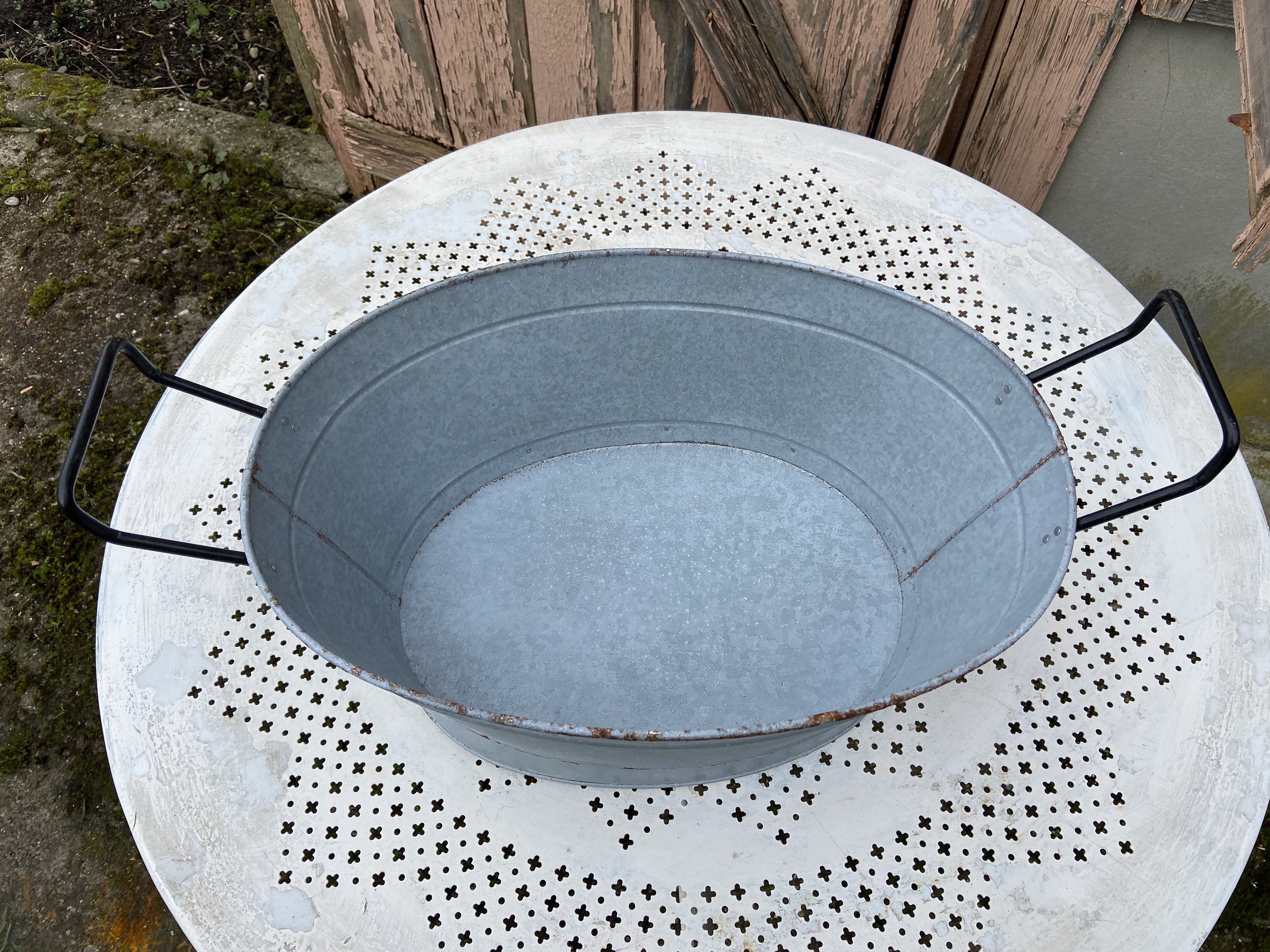 Washing Basin Galvanized Zinc Vintage Bathtub Flower Box Planter French ...