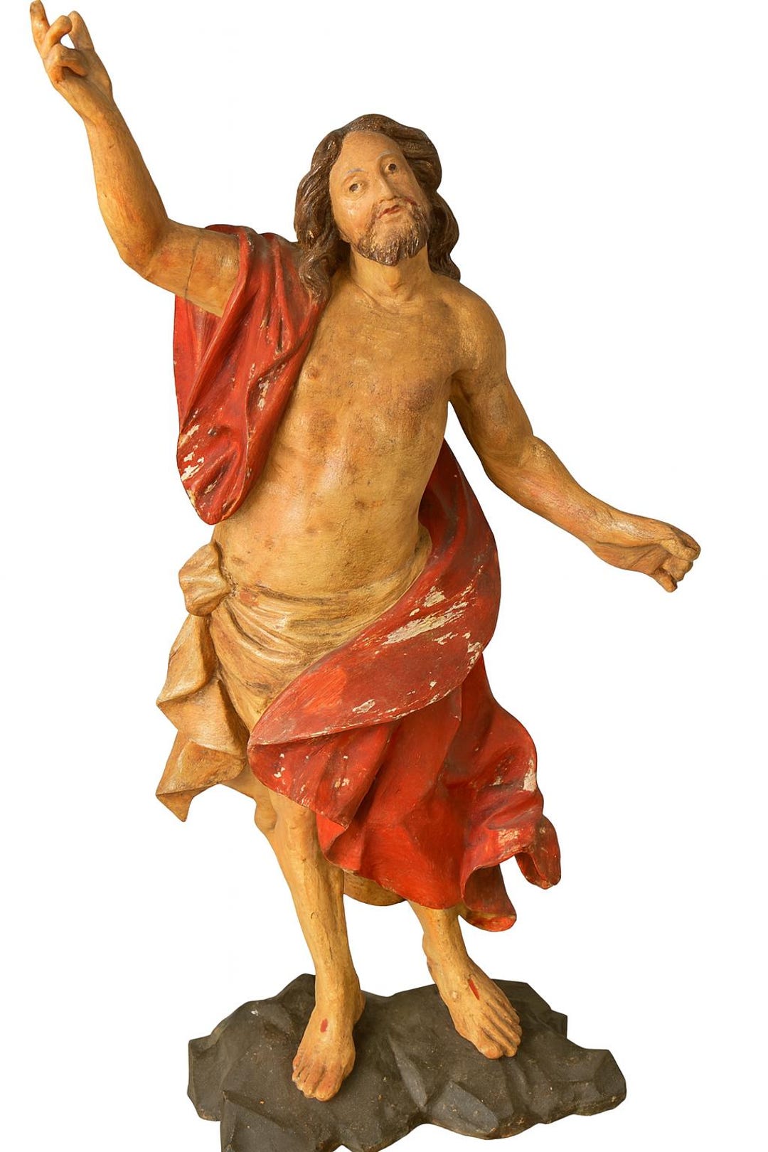 Antique Christ Statue, Italian Wood Carved Polychrome Christ Figure ...