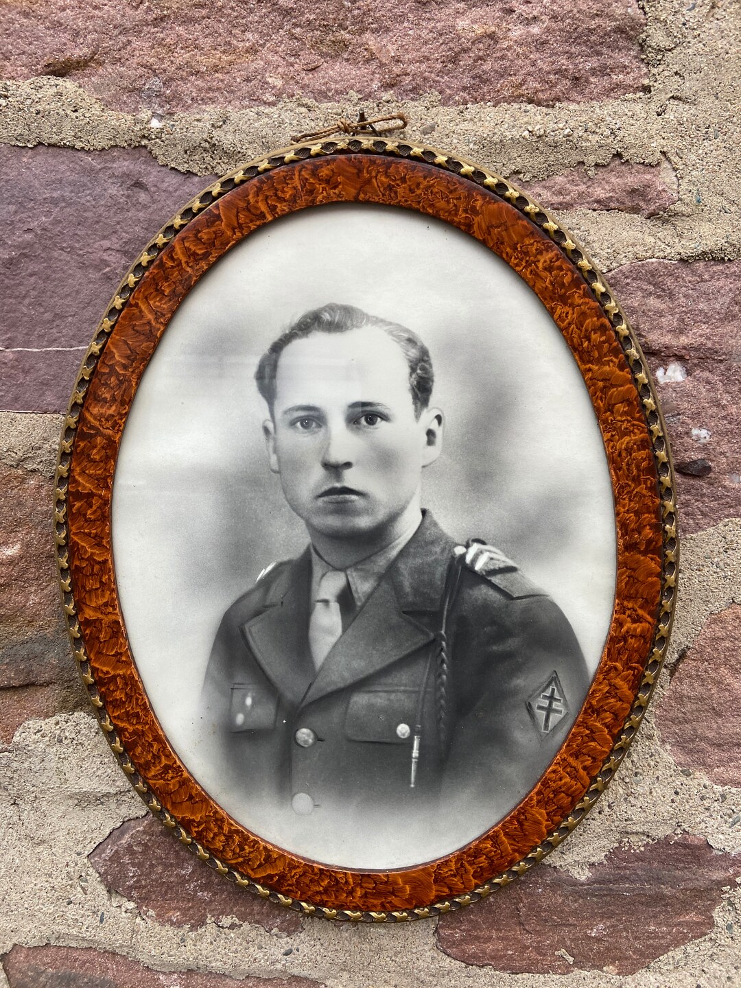 Large Photo Soldier WWII FFI De Gaulle Cross of Lorraine 1950 France ...