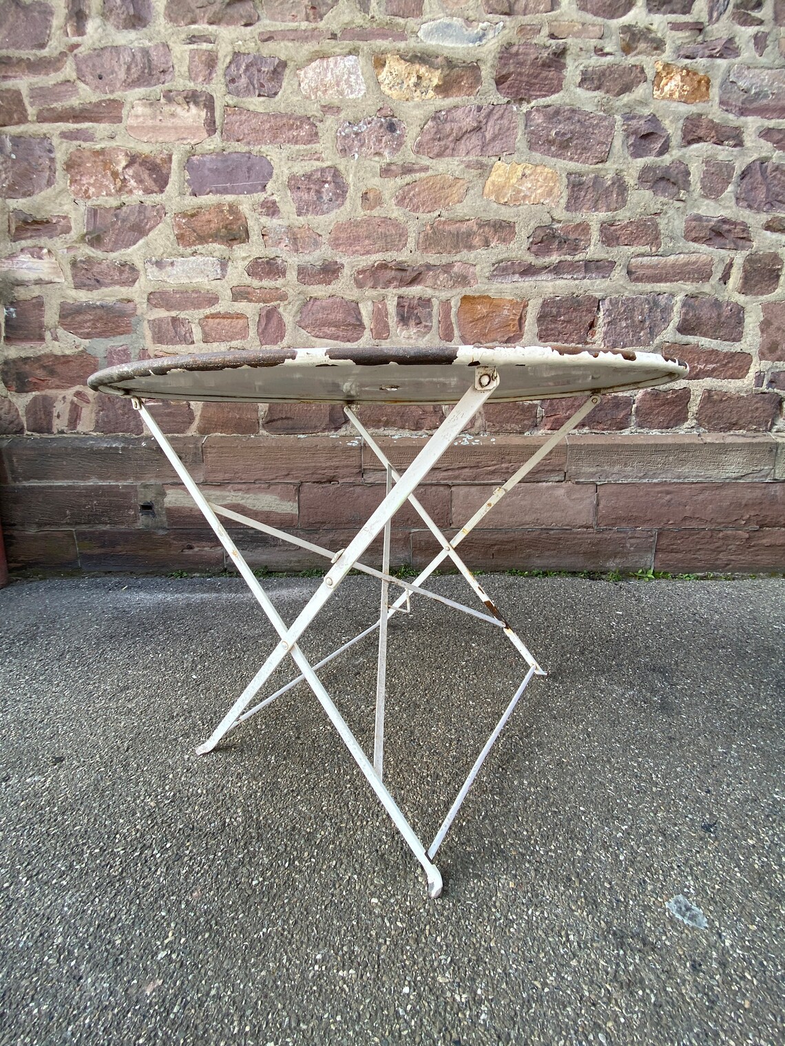 Pedestal Table Iron Metal Garden Bistro 60s Vintage Metal Iron Table ...