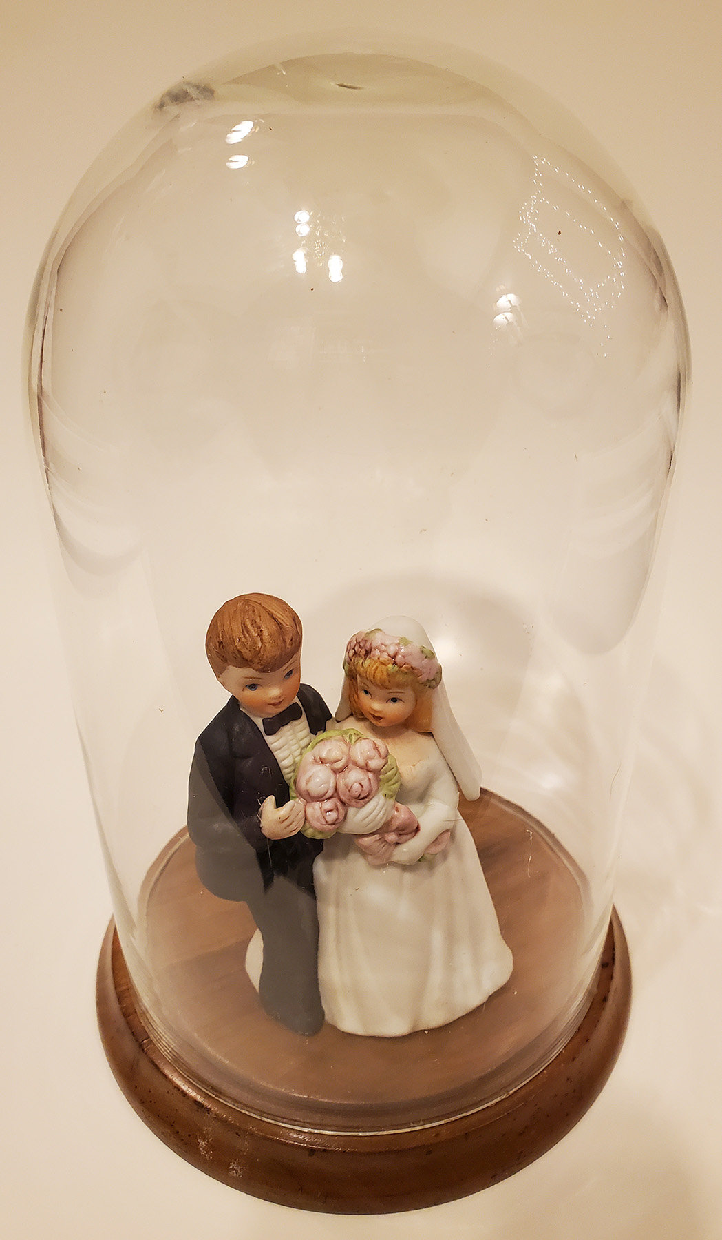 Vintage Bride & Groom Porcelain Wedding Figurine on Wood Base With ...