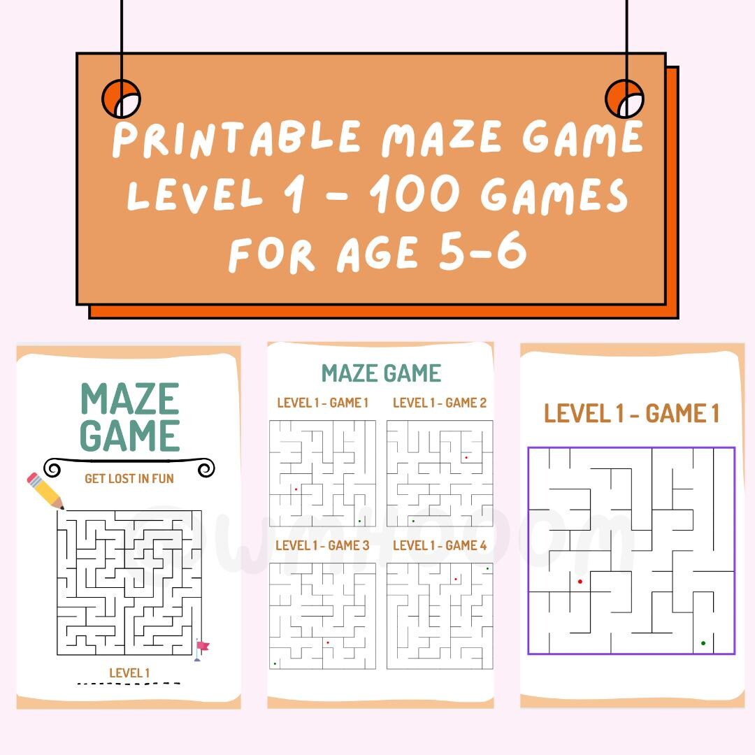 100 Level 1 Mazes for Kids | Printable PDF | 2 Versions (A4/B5) | Get ...