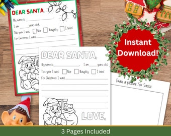 Letter to Santa Coloring Page, Printable Dear Santa Letter, Christmas ...