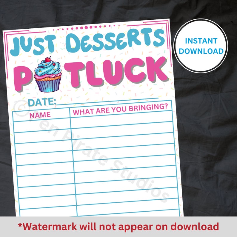Downloadable Potluck Sign-up Sheet | 10 Office Party Bundle | Potluck ...