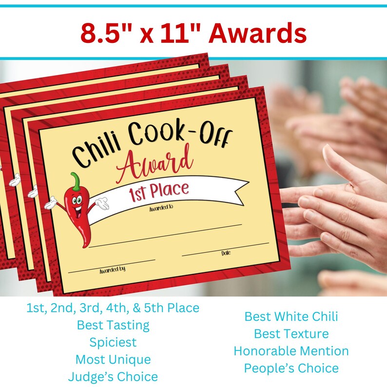 Chili Cook-off Bundle: Printable Scorecards, Awards, Ballots & Contest ...