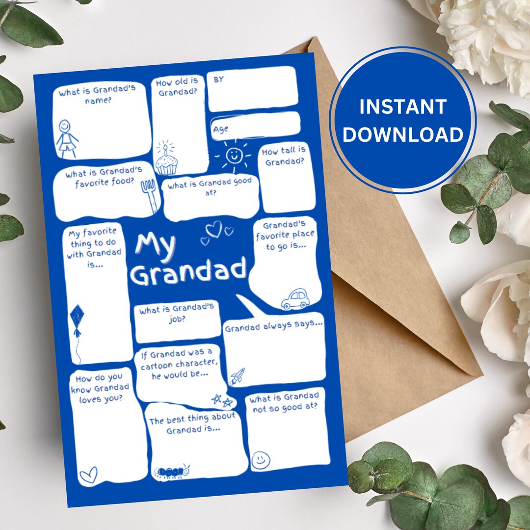 DIY Card for Grandad | Fill in the Blanks Father's Day Card for Grandad ...