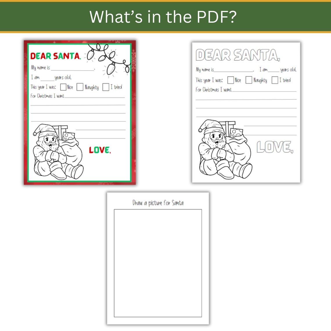 Letter to Santa Coloring Page, Printable Dear Santa Letter, Christmas ...